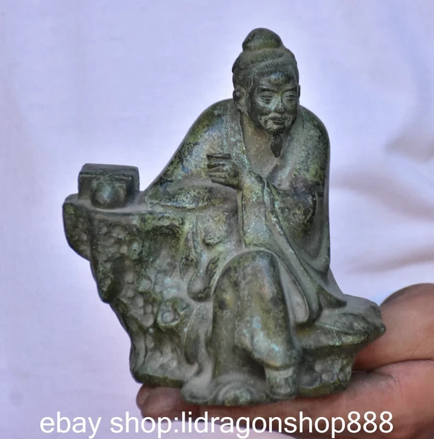 4.8 &ANCIENNE STATUE chinoise en cuivre de la dynastie Li Bai EUR 135 ...