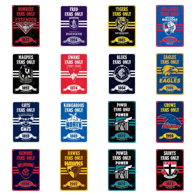 2026 AFL AUSSIE Rules Football Fans Only Retro Metal Tin Wall Sign ...