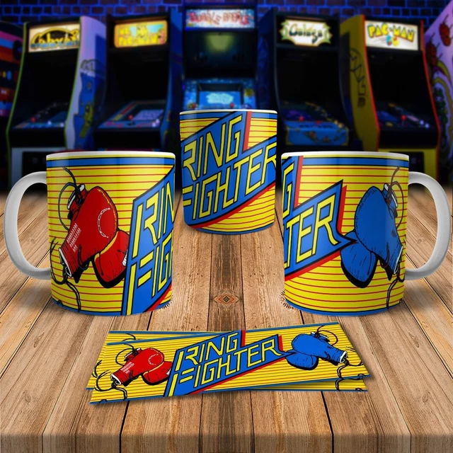 VINTAGE RETRO ARCADE Marquee - Gamer Video Gaming Mug - Ring Fighter ...