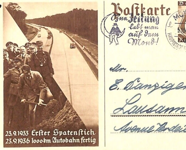 GERMANY (WW2) CARS Stationery Card 1936 *AUTOBAHN* Road-Building ...