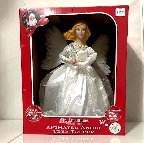 MR. CHRISTMAS ANIMATED ANGEL Fiber Optic TREE TOPPER Color Changing ...