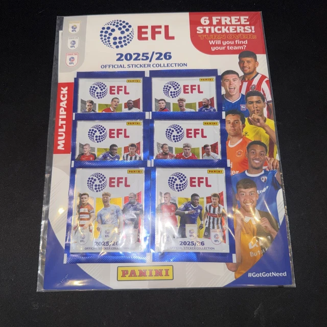 PANINI EFL 2025/26 Official Sticker - Multipack (6 packs + 6 Stickers ...
