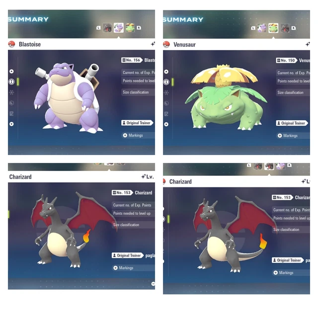 POKÉMON LEGENDS ZA Shiny 6IV Starter set Charizard x+y, Blastoise ...