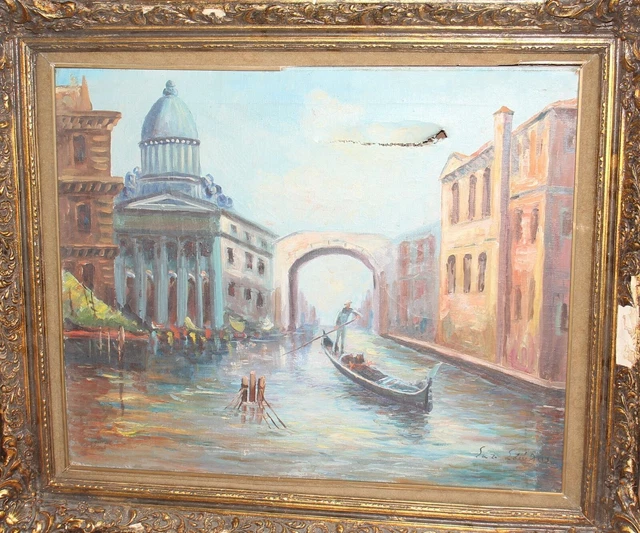 TABLEAU ANCIEN HUILE impressionniste paysage urbain fluvial EUR 200,81 - PicClick FR