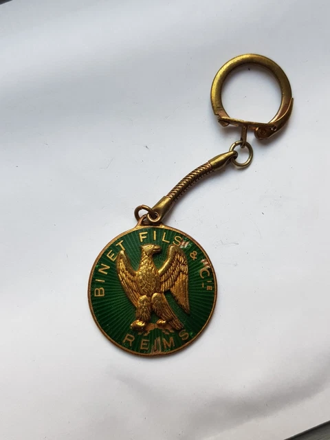 ANCIEN PORTE CLÉ métal et émail Champagne BINET FILS & Cie REIMS ...