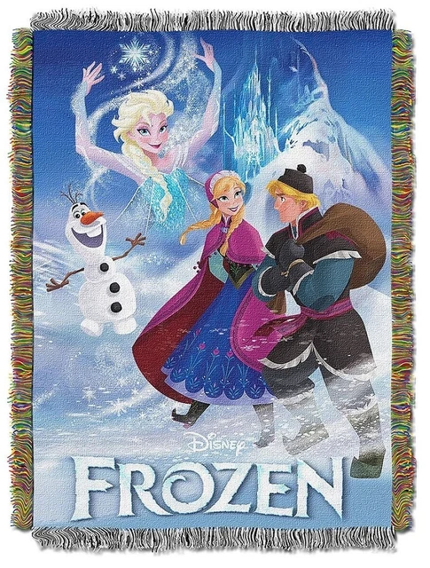 Disney Frozen Storybook Princess Elsa Anna Kristoff Olaf Throw Blanket