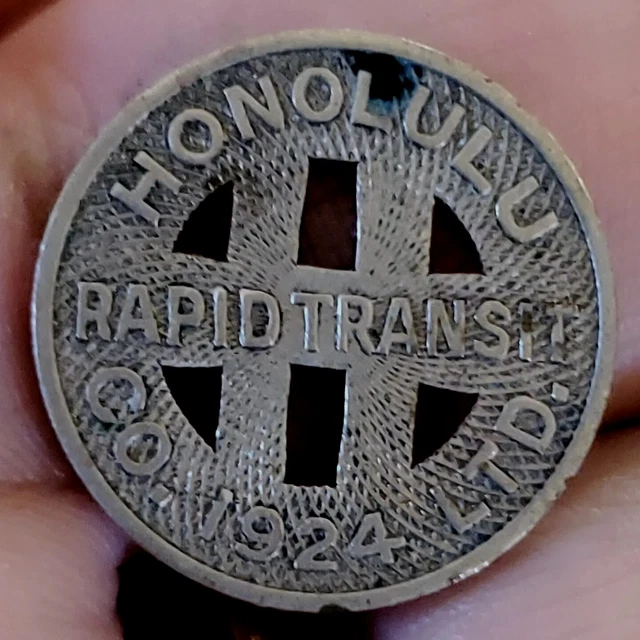 VINTAGE 1924 TOKEN Hawaiian HONOLULU RAPID TRANSIT Company Limited 1 ...