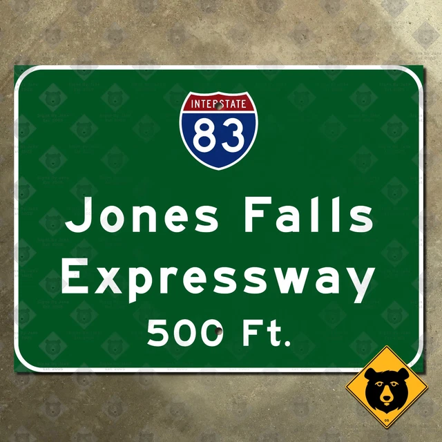 MARYLAND INTERSTATE 83 Jones Falls Expressway freeway highway road sign ...