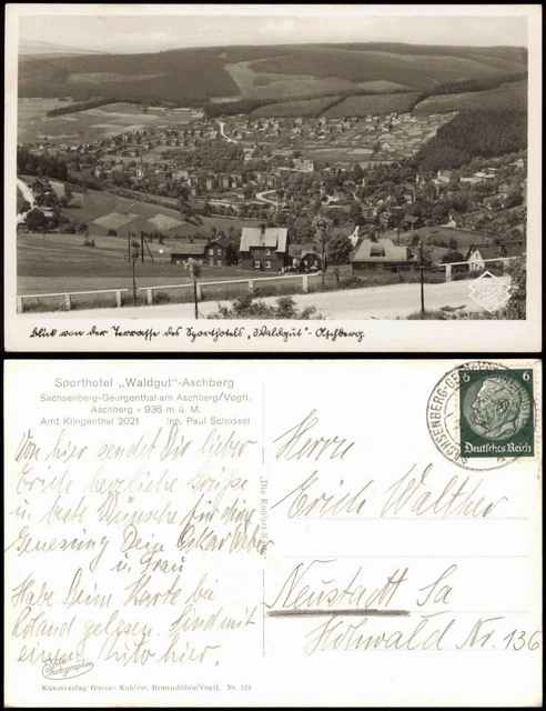 SACHSENBERG-GEORGENTHAL-KLINGENTHAL Blick Sport-Hotel Waldgut-Aschberg 1937 EUR 3,65 - PicClick DE