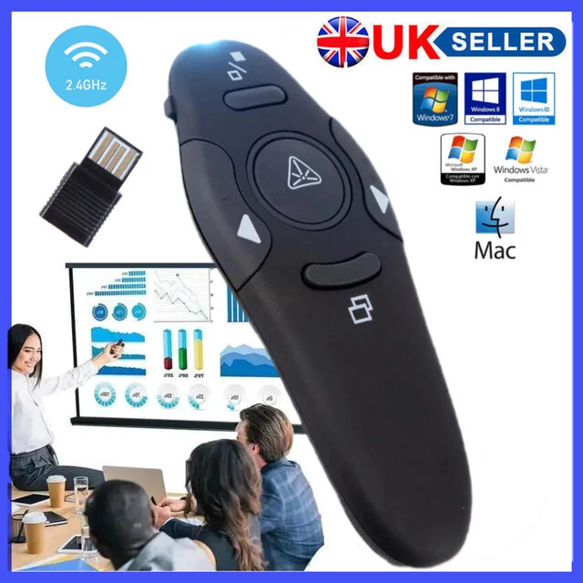 WIRELESS USB PRESENTER PowerPoint Pointer Clicker Pen Laser PPT Remote ...