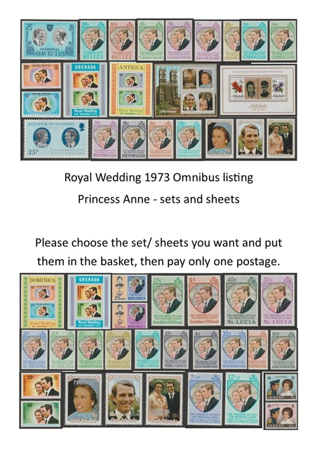 OMNIBUS ROYAL WEDDING 1973 Princess Anne unmounted sets - multiple ...