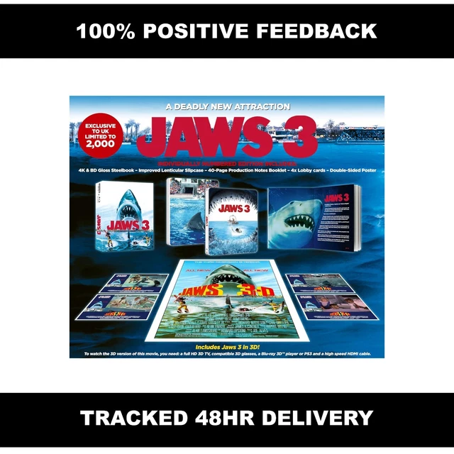 JAWS 3 - Collector's Edition 4K Ultra HD Blu-Ray Steelbook Region Free 2 EUR 143,76 - PicClick IT