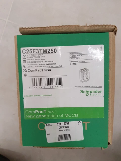 SCHNEIDER COMPACT NSX C25F3TM250 250A 36kA 3-Phase MCCB £1,300.00 ...