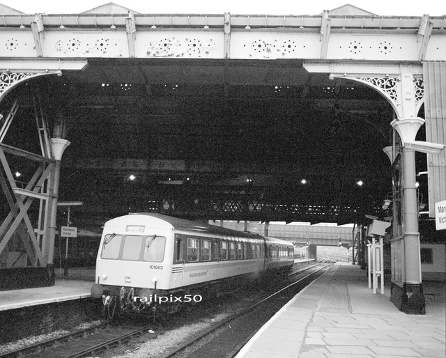 ORIGINAL LARGER RAILWAY NEGATIVE. Manchester Victoria. Class 101 DMU ...