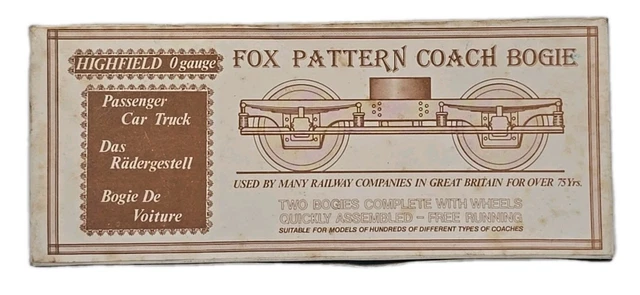 VINTAGE HIGHFIELD O Gauge Fox Pattern Coach Bogie Model Railway Boxed £ ...
