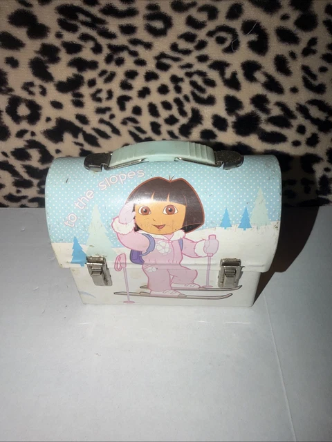 VINTAGE DORA THE Explorer Metal Purse Viacom 2007 Lt Blue Tin Storage ...