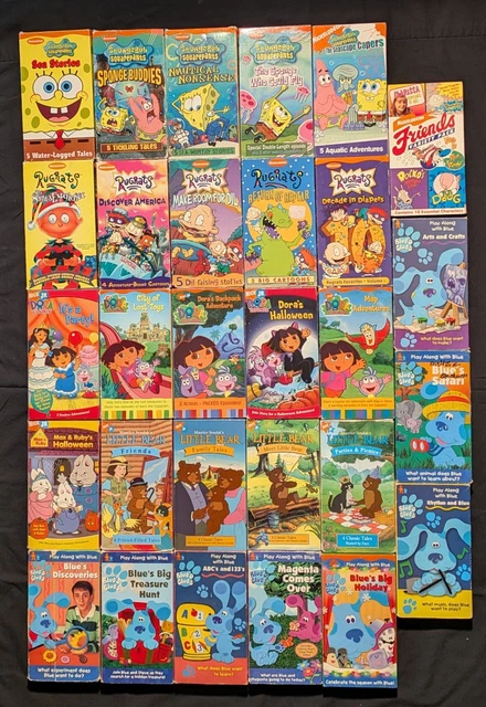 NICKELODEON VHS LOT ~ 28 Different Tapes ~ SpongeBob Rugrats Dora Lil ...