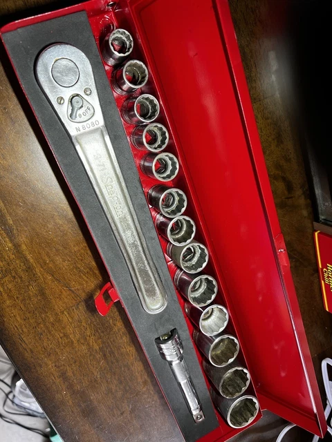 SNAP-ON TOOLS 1/2IN Drive Custom 16 Piece Ratchet, Socket, Extension ...