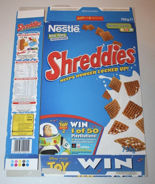 VINTAGE NESTLE SHREDDIES Toy Story 2 Cereal Box 2000 £9.99 - PicClick UK