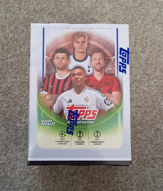 TOPPS UCC FLAGSHIP UEFA Club Competitions Blaster Box 2024-25 Football ...