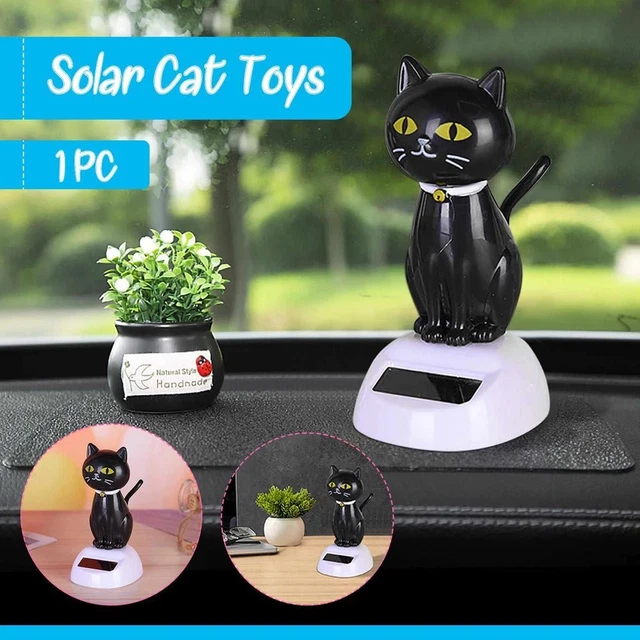 DASHBOARD SHAKING HEAD Cat Dancing Cat Figure Bobble Head Doll Solar ...