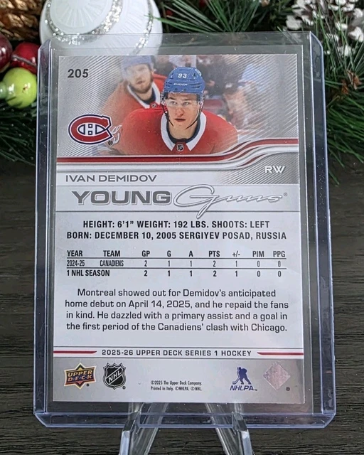 2025-26 UPPER DECK Series 1 YOUNG GUNS RC Complete Set - Ivan Demidov ...