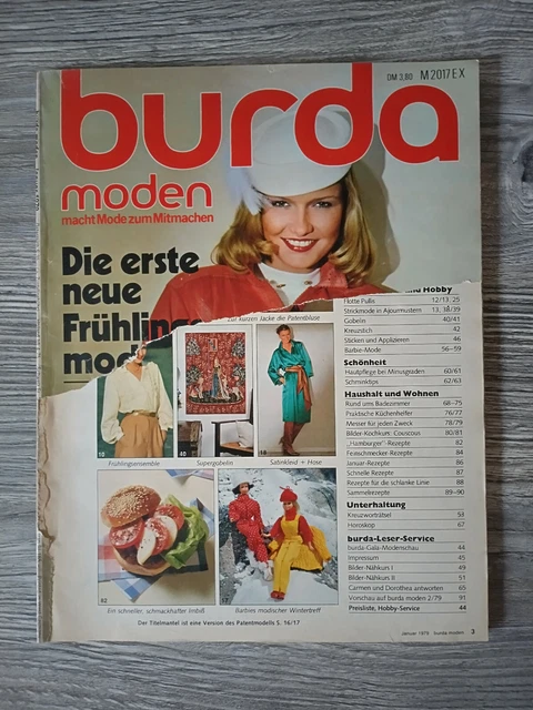 BURDA MODEN 1 Januar 1979 mit Schnittmuster & Anleitung Mode Heft ...