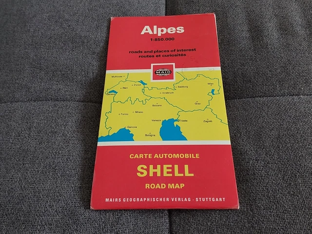 VINTAGE SHELL EUROPEAN Alpes Road Tourist Map Large Fold Out $19.90 ...