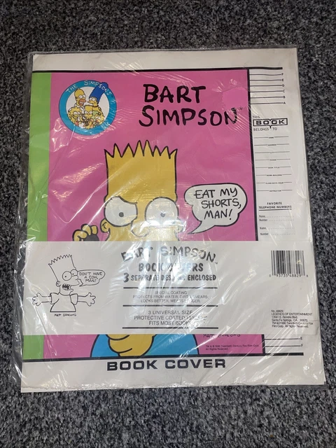 THE SIMPSONS 1990 - Bart Simpson Book Covers 3 Designs New Sealed Rare ...