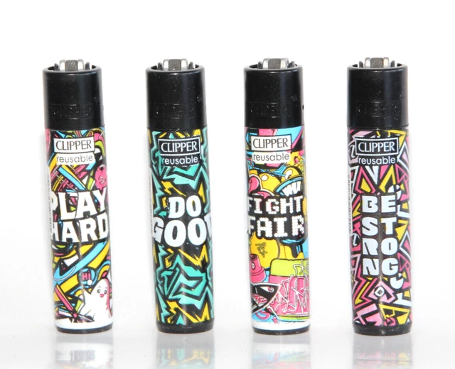 4 X CLIPPER Graffiti Motos, Classic Soft Gasfeuerzeug NEUHEIT EUR 8,19 ...