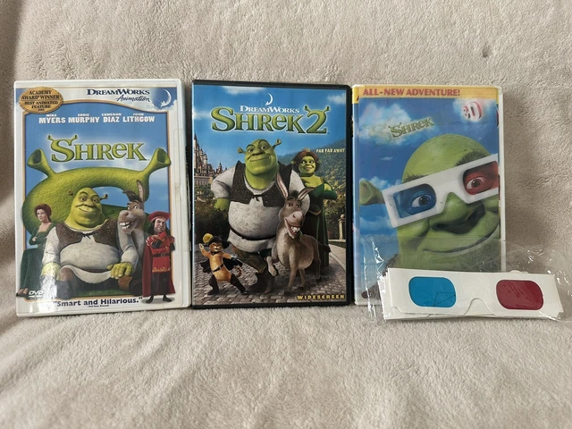 SHREK , SHREK 2, And Shrek 3D (DVD, 2001, 3 Movie Disc Set, Special ...