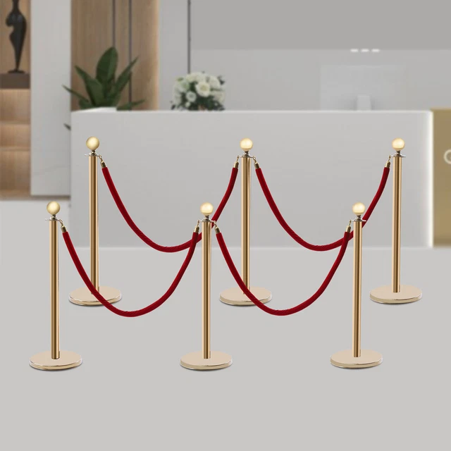 STANCHION SET QUEUE Pole Crowd Control Barrier Stanchions Red Velvet ...