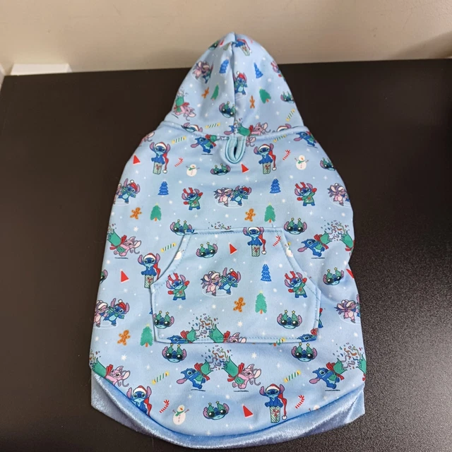 GEORGE ASDA DISNEY Blue Stitch and Angel Christmas Dog Jumper Hood £8. ...