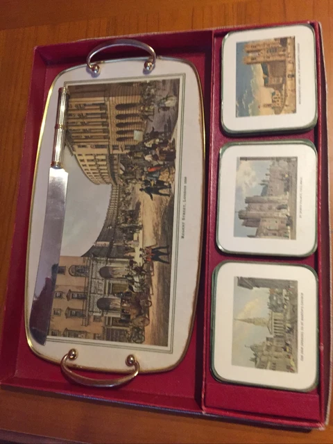 PLATEAU ANGLAIS COTSWOOD Vintage + 6 Dessous De Verre (gravures ...