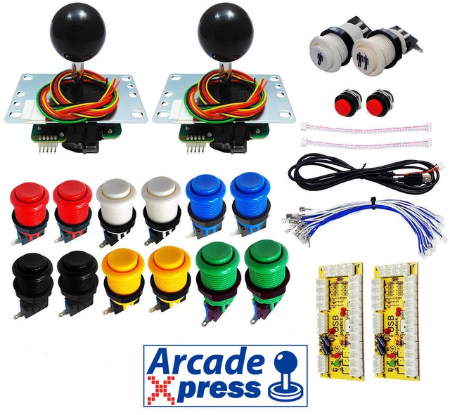 ARCADE PREMIUM KIT 2x Noir Sanwa Joysticks 12 boutons 2player Usb 2 ...