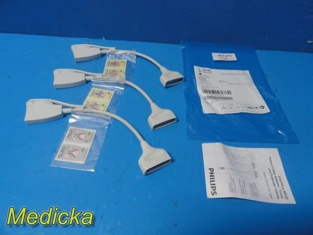 3X OEM, PHILIPS Intellivue MX40 Adapter Cables, Bedside/Tele ECG + SpO2 ...
