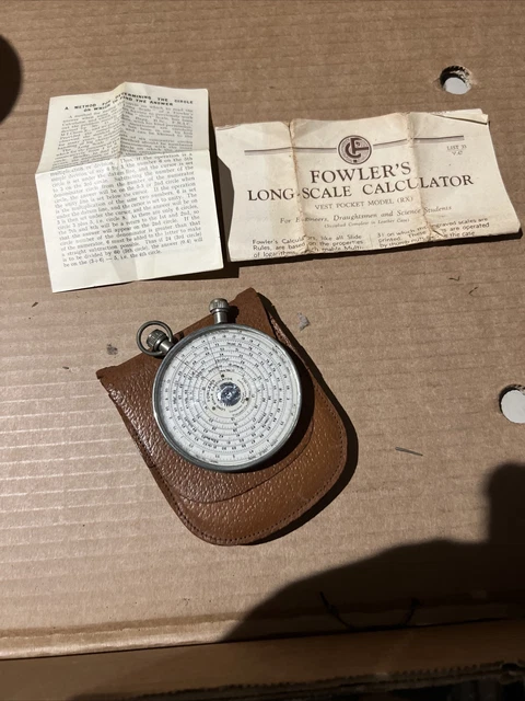 VINTAGE 'THE FOWLER' Fowler's Magnun Long Scale Calculator + Case ...
