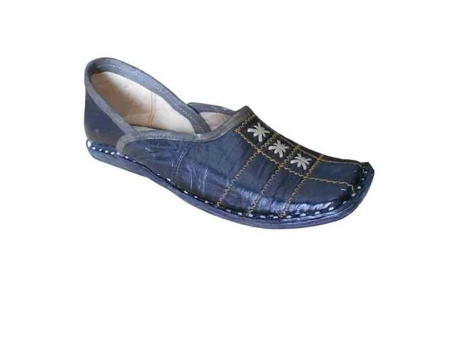 JUTTIES FLATS BLACK Men Shoes Leather Handmade Indian Oxfords Loafers ...