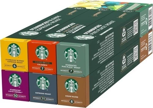 STARBUCKS DISCOVERY VARIETY Pack by Nespresso, All Roast Types Coffee ...
