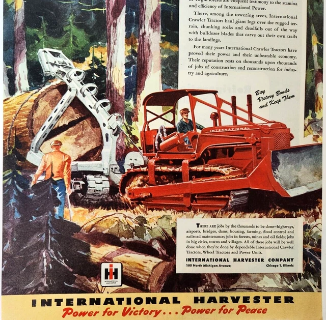 INTERNATIONAL HARVESTER LOGGING Crawler Tractor Vintage 1945 Ad ...