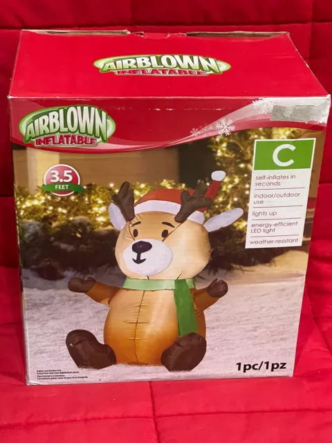 New 3 5 Foot Lighted Christmas Gemmy Airblown Inflatable Reindeer With