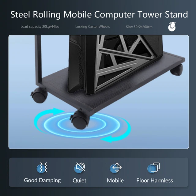 2 LAYER COMPUTER Tower Stand Metal PC Case CPU Holder w/ Lockable ...