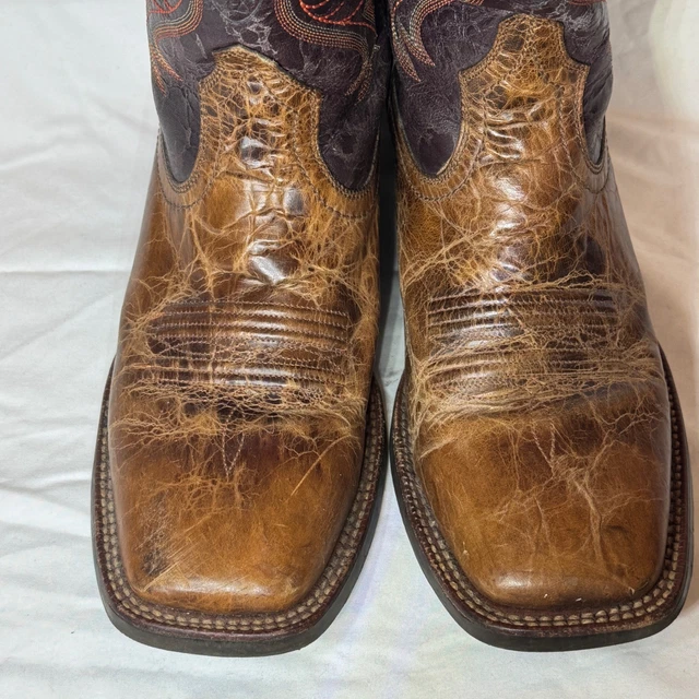 ARIAT CROSSFIRE BUCKAROO Boot 9.5D Brown Leather Western Rodeo Mid Calf ...