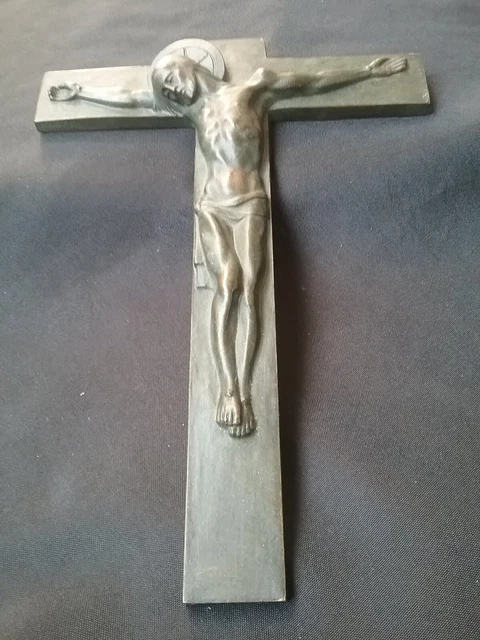 CRUCIFIX ANCIEN EN Bronze Art Déco signé Hartmann sculpteur Allemand ...