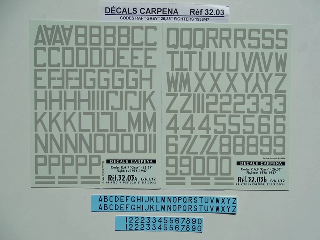 CARPENA DECALS 1/32 RAF code letters + stencils EUR 8,00 - PicClick FR
