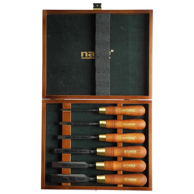NAREX STECHBEITEL SET Premium poliert, in Holzkiste, 6teilig Narex ...