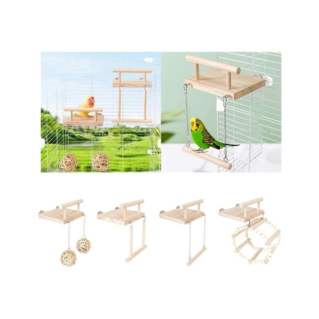 WOODEN BIRD PERCHES Platform Play and Rest Birdcage Accessories Cage ...