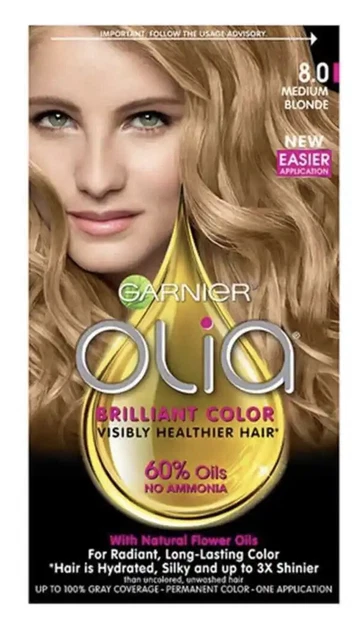 GARNIER OLIA OIL Powered Permanent Hair Color, 8.0 Medium Blonde NEW Free Ship £7.79 - PicClick UK