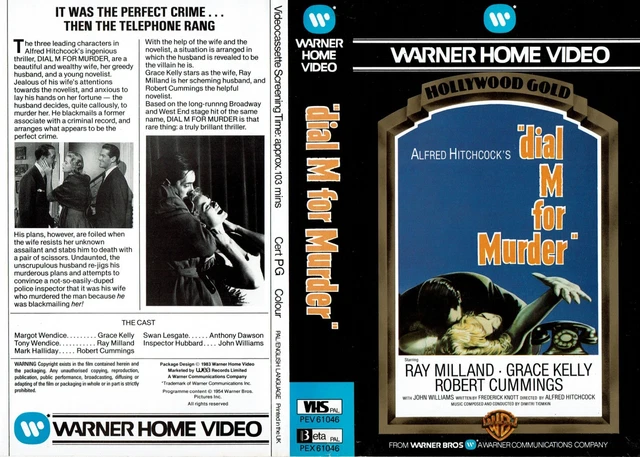 ALFRED HITCHCOCK - Dial M For Murder (3) / Uk Pre-Cert Video Sleeve ...