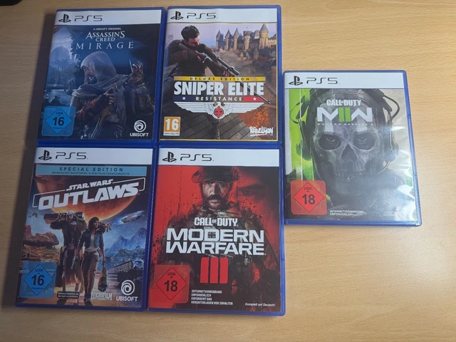 SPIELE BUNDLE PS5 Star Wars Outlaws, Assassins Mirage, Sniper Elite ...